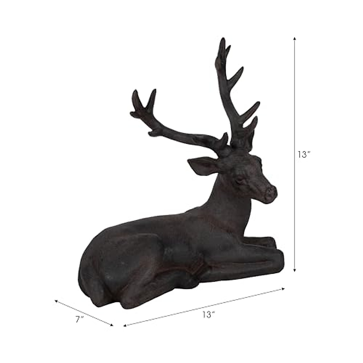 Sagebrook Home 11222 Resting Deer Figurine, 6" x 12.5" x 13.75", Rust
