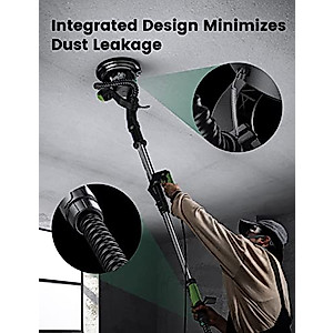 Drywall Sander, Ginour 750W Powerful Wall Sander, 7 Variable Speed 1000-1800RPM Electric Sander with LED Light, Extendable Handle, Portable Bag, Dust Hose, 12PCS Sanding Discs, for Ceiling and Wall