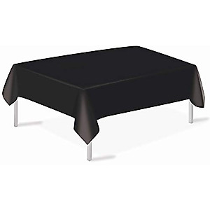Black Plastic Tablecloths 3 Pack Disposable Table Covers 54 x 108 Inches Shower Party Tablecovers PEVA Vinyl Table Cloths for Rectangle Tables up to 8 ft and Picnic BBQ Birthday Wedding Banquet