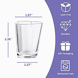 Valeways Shot Glasses, 1.5oz Heart Shaped Shot Glass Set of 6/Clear Shot Glasses/Super Cute Shot Glasses/Mini Shot Glasses