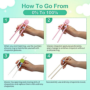 MOTZU 2 Pairs Training Children Beginners Chopsticks - Fun and Easy to Use Cheater Chopsticks, Learning Chopstick Helper, Plastic Chopsticks for Beginners, Kids & Adults - Reusable & Dishwasher Safe