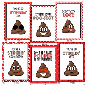 Silly Goose Gifts Poop Emoji Funny Themed Valentine Day Classroom Sharing Card Set (24 Included) Class Exchange Kids Valentine's Pack