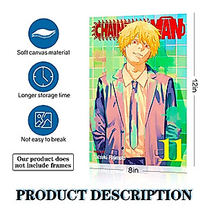 Chainsaw Man Poster - Set of 6 pcs Chainsaw Man Merch 8*12 Inch Frameless Canvas Poster Anime Wall Art Chainsaw Man Figure for Bedroom Decoration,Chainsawman Poster Anime posters for room aesthetic