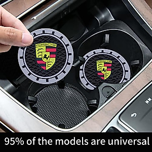 for Porsche 911 718 Taycan Macan Cayman Boxster GT3 Panamera Silicone Non-Slip Car Cup Holder Coasters for car Coasters with Car Interior Accessories 2Pcs