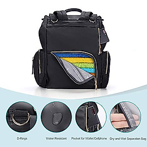 Hafmall Diaper Bag Backpack, Baby Diaper Bag with Stroller Hooks for Mom Dad, Multifunctional Nappy Bag for Boys Girls, Stylish Travel Mommy Bag (Plaid)