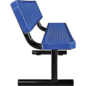 Global Industrial 96" L Expanded Metal Mesh Bench w/Back Rest, Blue