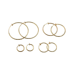 Evelots Gold/Silver Tone Earrings - Clip on Spring Hoop -No Pinch/Nickel Free- 4 Different Sizes