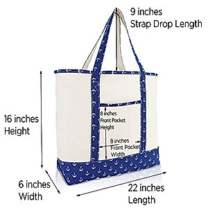 DALIX Large Tote Bag Shoulder Bags Personalized Gifts Ballent Blue Anchor M