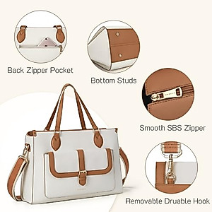 Missnine Laptop Bag with Removable Purse 15.6 inch Computer Bag Leather Briefcase for Women Work Bag Set Large Laptop Tote Bag for Office, Business