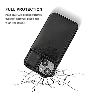 KIHUWEY Compatible with iPhone 14 Wallet Case Credit Card Holder, Premium Leather Kickstand Flip Hidden Magnetic Clasp Durable Shockproof Protective Cover for iPhone 14 6.1 inch (Black)
