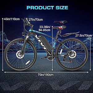 Vivi Electric Bike, 27.5" Electric Bike for Adults 500W(Peak 750W) Ebike 20MPH Electric Mountain Bike with 48V 499.2WH Battery, Up to 50 Miles, Cruise Control, 21 Speed Adult Electric Bicycles