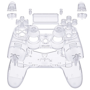 eXtremeRate Transparent Clear Full Set Shell Cover, Replacement Housing Shell with Buttons Thumbsticks Compatible with ps4 Slim Pro Controller CUH-ZCT2 - Controller NOT Included