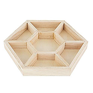 Hammont Hexagon Sectional Wooden Trays - 2 Pack - 10.5”x10.5”x1” - Eco Friendly Decorative Wooden Tray for Dry Fruits & Candies | Organic Wooden Tray for Gift & Home Décor