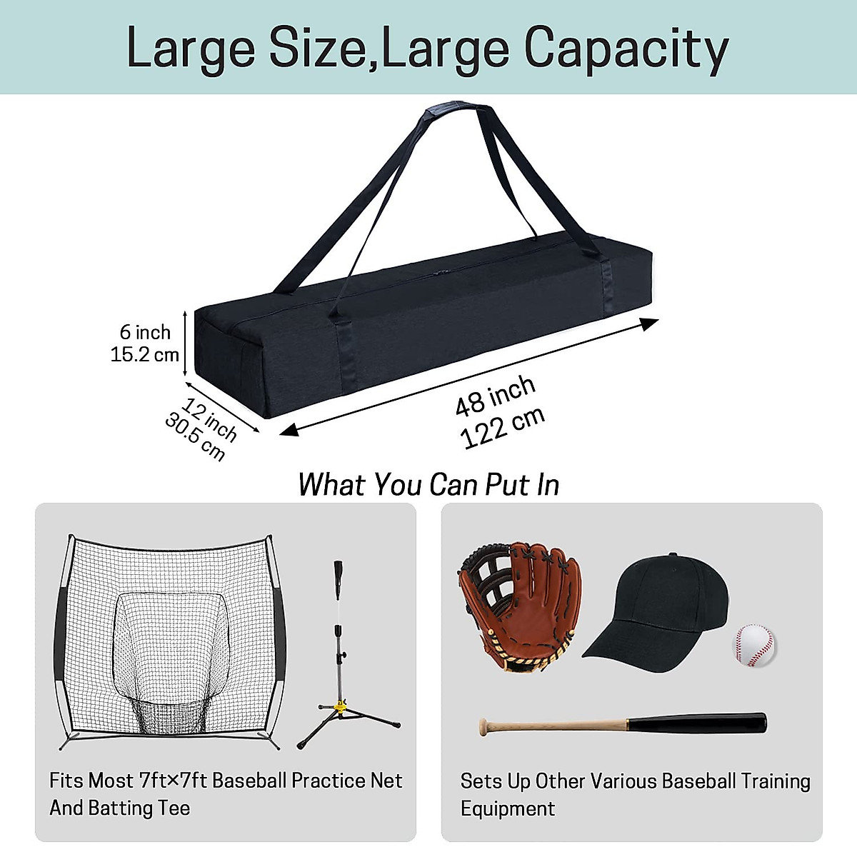 VISEMAN Baseball Softball Bow Style Net Replacement Bag - Fits 7 x 7 Practice Net Systems for Teams & Coaches