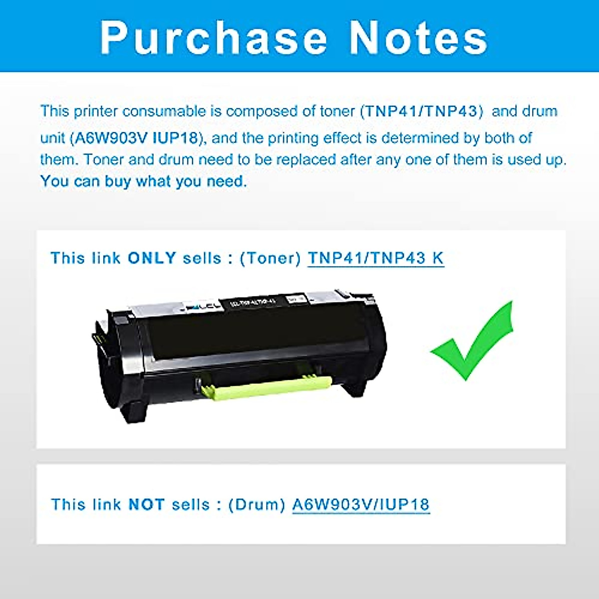 LCL Compatible Toner Cartridge Replacement for Konica Minolta TNP41 TNP-41 TNP43 TNP-43 A6WT00F A6WT00W 10000Pages Bizhub 3320 Series Printers (1-Pack Black)