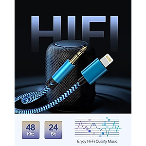 Aux Cord for iPhone, Lightning to 3.5mm Male Audio Cable Compatible with iPhone 14 Pro Max, 14 Plus, 13 Max, 12 Mini, X/XR, iPad, iPod, Mfi Apple Auxiliary Wire for Car, Speaker, Headphone -2Pcs/3ft