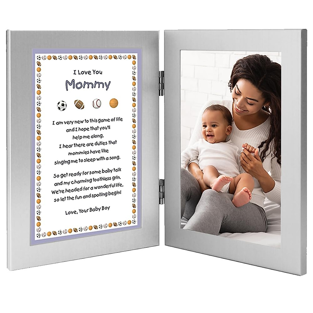 New Mom Gift from Son, Mommy Poem From Baby Boy for Birthday or Mother's Day, Add 4x6 Inch Photo to Double Frame