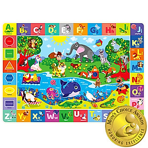 QUOKKA Baby Play Mat for Floor Plush ABC Playmat for Toddlers and Infants - Large Padded Non-Slip Rug for Babies Crawling and Playing - Foldable Care Mat for Playroom