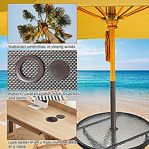 SUQ I OME 2 Sets 2 inch Outdoor Patio Parasol Umbrella Hole Ring Plug and Cap Set, for Parasol Umbrella Table Hole Cover Insert(Brown)