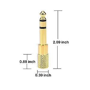 Quarter inch Adapter, 6.35mm (1/4 inch) Male to 3.5mm (1/8 inch) Female Headphone Jack Plug, Gold Plated, 6 Pack - JOLGOO