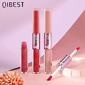 Aseawave 6Pcs Matte Liquid Lipstick + 6Pcs Glitter Lip Gloss, 2 IN 1 24 Hour Long Lasting Red Matte Lipstick with Metallic Shimmer Sparkle Lipgloss for Women