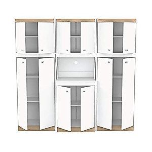 Inval Galley 3-Piece Kitchen Storage System, White and Vienes Oak