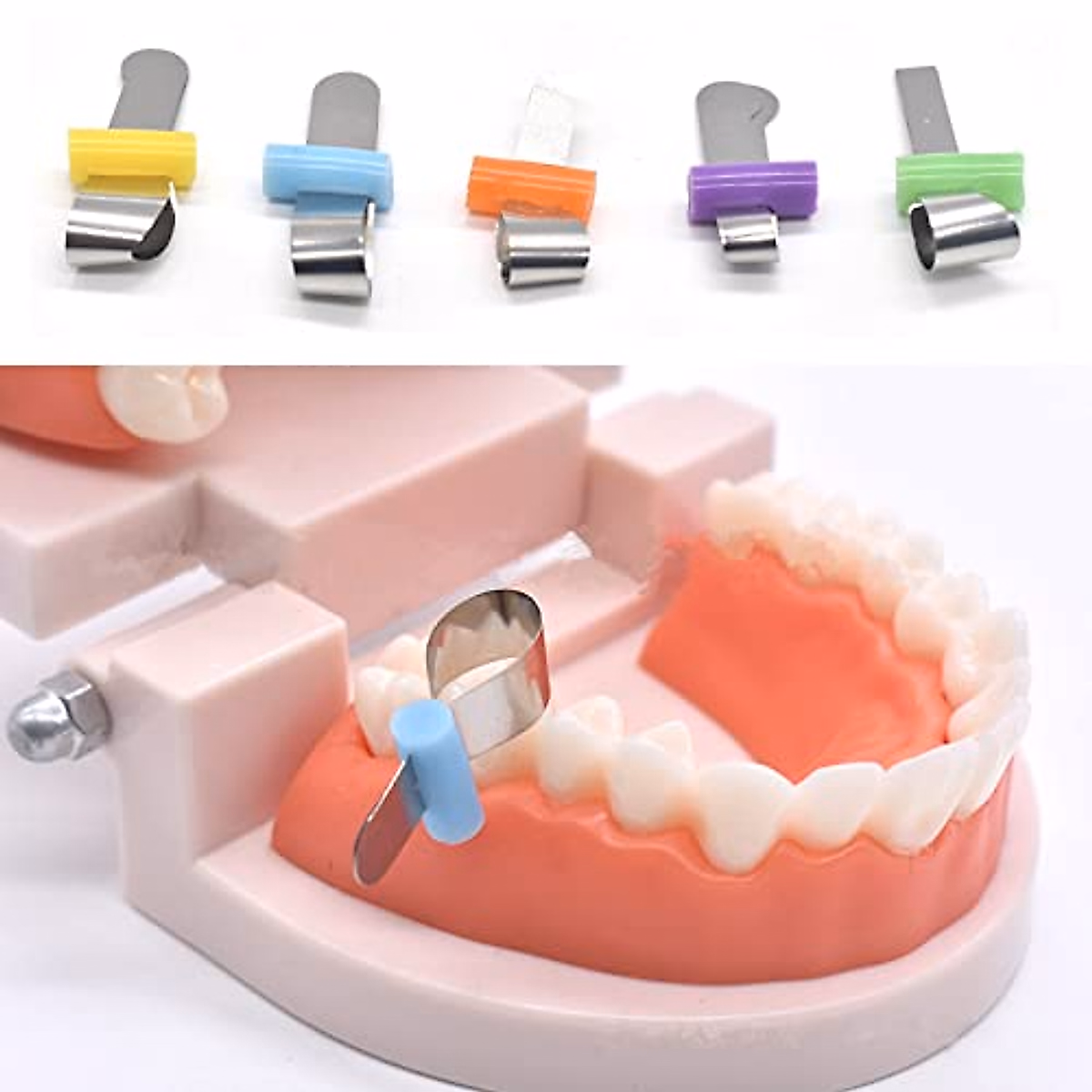 20 Pcs Dental Matrices Matrix Bands Stainless Steel Forming Sheet with Positioning Filling Tool Blue