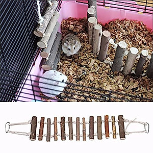 Wooden Bird Hanging Ladder, Parrot Natural Rope Wood Ladder with Rope Swing Bridge for Lovebirds Parakeets Parrots African Grey Cockatiel Pet Training Toys