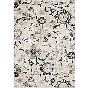 L'Baiet Quinn Grey Blue Beige Traditional Floral Botanical Shabby Chic Indoor 5' x 7' Area Rug