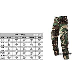 HARGLESMAN G3 Combat Pants Military Clothes Suits Black Camo with Knee Pads for Men Tactical Bottom Trousers for Work Training Hunting Airsoft Paintball Uniform Sets Apparel Gear Black Camo M