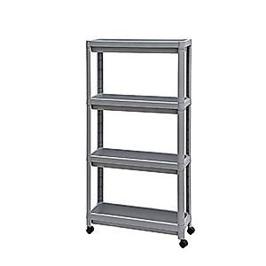 Jinby Slim Laundry Cart 4 Tier Mobile Shelving Unit Slide Out Storage Shelves for Kitchen Bathroom Laundry Narrow Places(Grey)