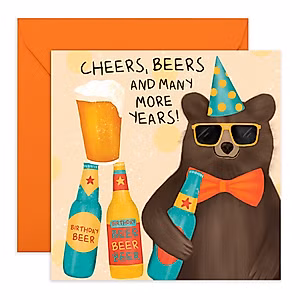 CENTRAL 23 Funny Birthday Cards For Men - Cheers, Beers And Many More Years - Dad Joke Cards - Uncle Birthday Card - Brother Birthday Card - Guy Gag Gifts - Comes With Fun Stickers