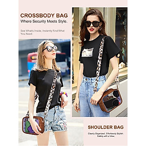 Vangue Upgrade TPU Clear Purse for Women Stadium Approved, Clear Crossbody Bag with Adjutable Strap, Transparent Leather Bag for Sports Concerts Events Festivals