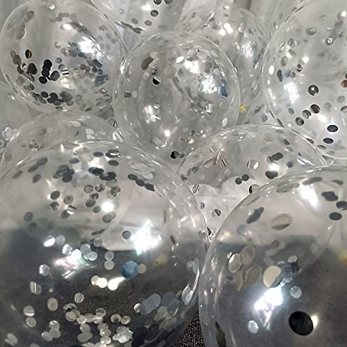 Silver Confetti Balloons 24 Pack 12 Inch KIRIKOU Latex Party Balloons for Party Decorations, Wedding, Engagement, Bridal, Birthday and Shower(Silver)