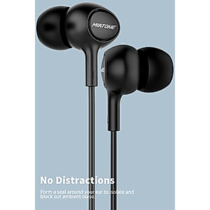 Earbuds, MIATONE Wired in- Ear Earbuds with Microphone, Dynamic Crystal Clear Sound Ergonomic Ear Buds Earphones Headphones for Android, BlackBerry - Black