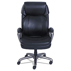 SertaPedic Cosset Big and Tall Executive Chair, Supports Up to 400 Lb, 19" to 22" Seat Height, Black Seat/Back, Slate Base