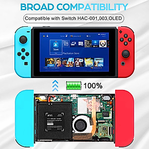 NYI Upgraded 4550mAh HAC-003 Battery Replacement Compatible with Nintendo Switch Console Handhold HAC-001,High Capacity Internal Battery with Installation Tools Kit