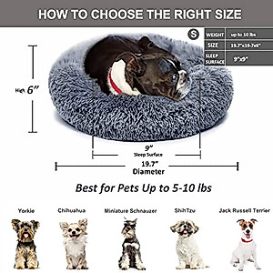 Small Dog Bed Calming Dogs Bed for Small Dogs Anti-Anxiety Puppy Bed Machine Washable Fluffy Luxury Anti-Slip Waterproof Mute Base Warming Cozy Soft Pet Round Bed