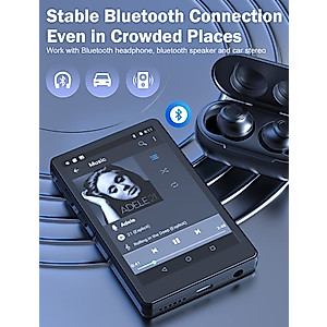 MP3 Music Player with Bluetooth,4“ Full Touch Screen MP3 MP4 Player with Speaker, Portable HiFi Sound MP3 Player with FM Radio,Clock,Recording,E-Book,Calendar for Kids,Jogging Up to 256GB