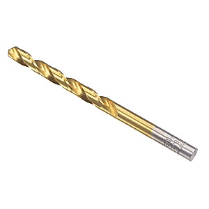 uxcell 6.3mm Drill Bits High Speed Steel Straight Shank 100mm Length Twist Drill Bit Fully Ground Titanium Coated 2 Pcs