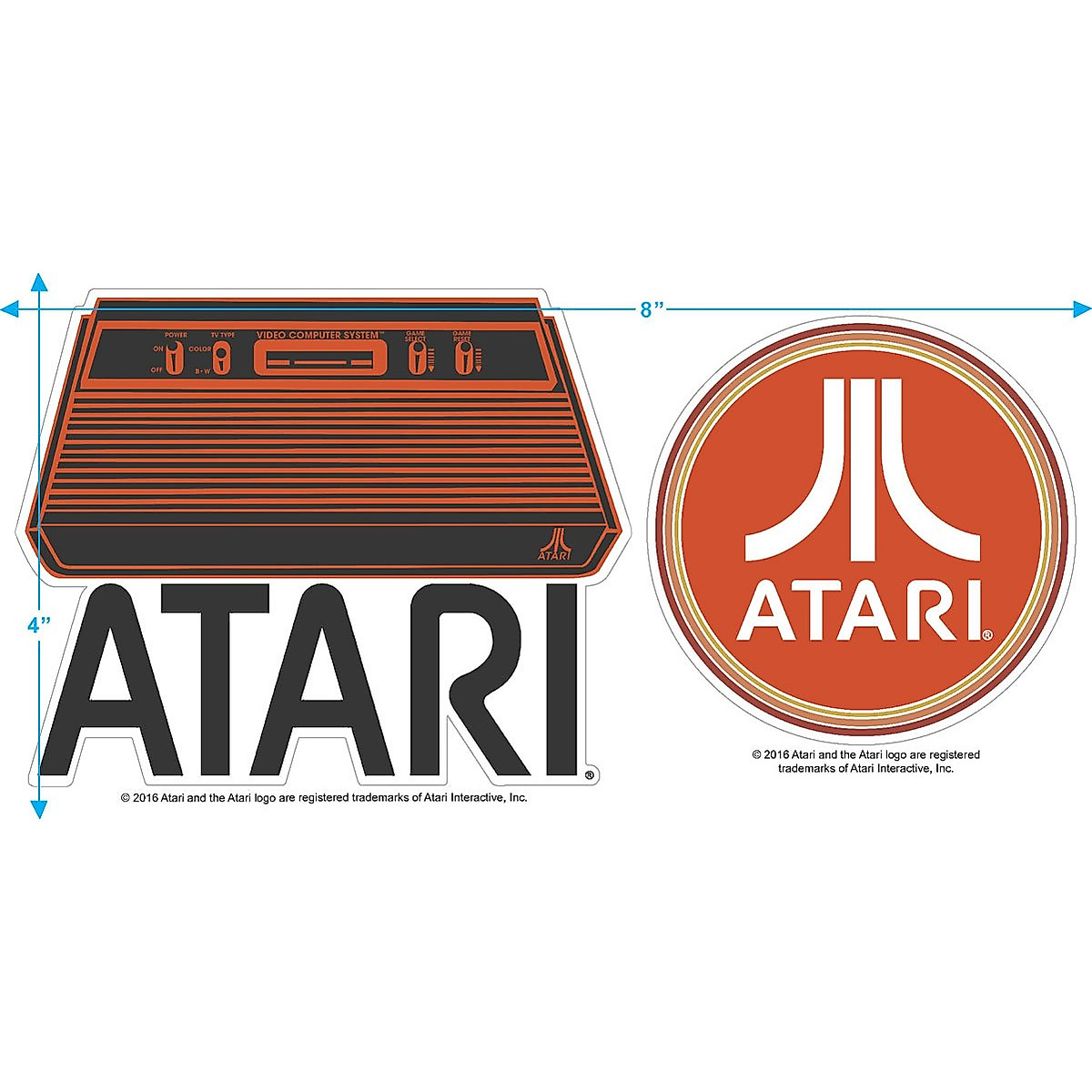 Popfunk Atari Video Game Console Retro Logo Long Sleeve T-Shirt & Stickers, Black (X-Large)