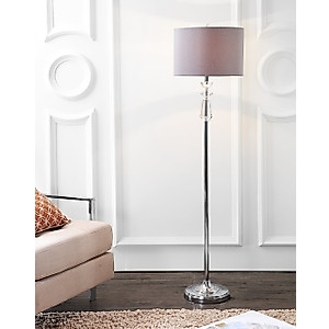 JONATHAN Y JYL2027A Layla 59.5" Crystal/Metal LED Floor Lamp Contemporary,Transitional,Traditional,Classic for Bedrooms, Living Room, Office, Reading, Clear/ChromeWithGrayShade