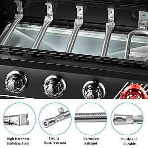 FORYEYC Grill Replacement Parts for Dyna-Glo 5 Burner DGH485CRP, DGH474CRP, DGH483CRP, 4 Burner DGH450CRP, Grill Repair Kit for Revoace GBC1793W Grill, 70-02-411 Grill Heat Plates Tent, Burner Tubes