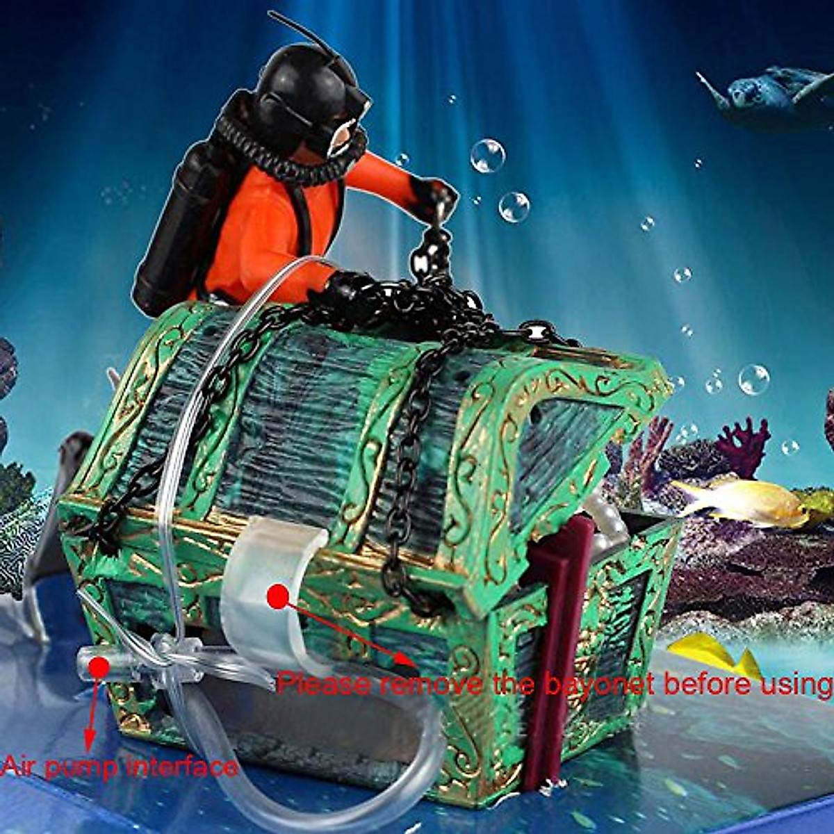 Bestgle Creative Aquarium Ornament Treasure Hunter Diver Action Figure Decoration for Fish Tank