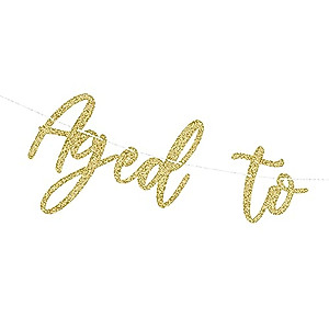 PALASASA Gold Glittery Aged to Perfection Banner for 30th 40th 50th 60th 70th 80th 90th 100th Birthday Anniversary Party Decorations