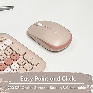 X9 Colorful Keyboard and Mouse Combo - 2.4Ghz Wireless - Transform Your Space with a Cute Wireless Keyboard and Mouse Set (110 Keys and 18 Shortcuts) - for PC and Chrome (Brown)
