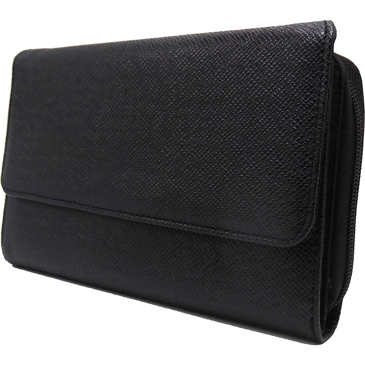 MUNDI Women's Faux Leather MY BIG FAT WALLET Flap RFID Clutch Ladies id694x (Black)