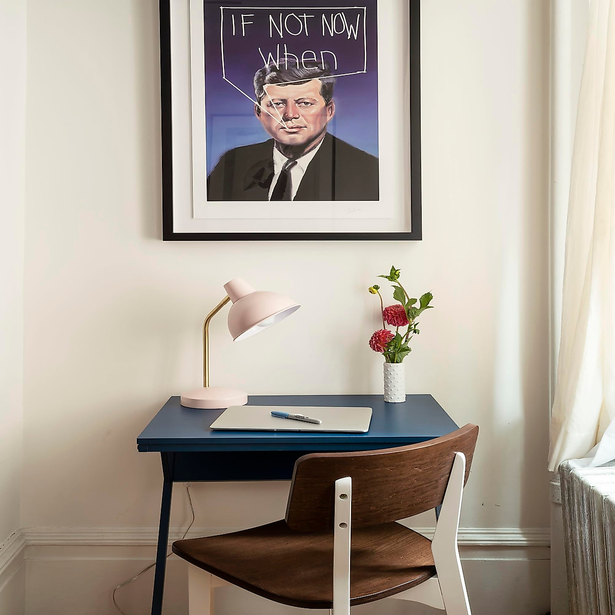 Globe Electric 67339 16" Desk Lamp, Matte Rose, Matte Gold Arm, Clear Cord, in-Line On/Off Switch, Home Décor, Lamp for Bedroom, Home Office Accessories, Desk Lamps for Home Office, Desk Light