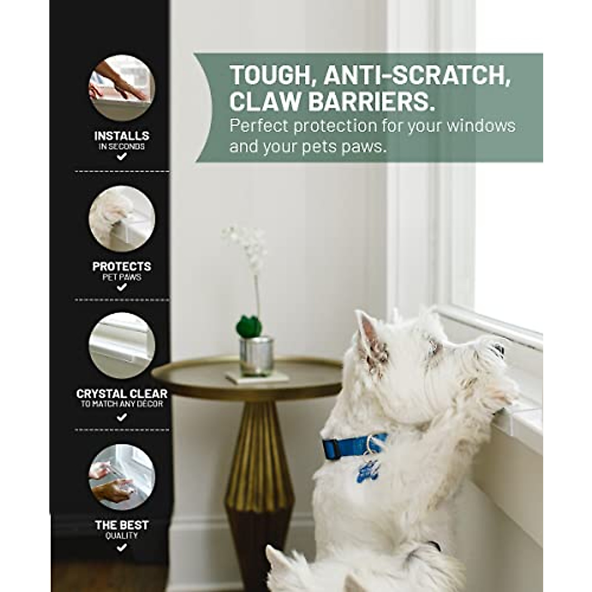 CLAWGUARD Window Sill Protector - Strong Transparent Protection for pets Scratching, Chewing, Slobbering & Clawing on Window Sills. Keep Paws Safe and Home Clean. (Crystal Clear 35.5 in. x 5.25 in.)
