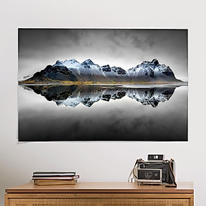 Lantern Press 24x36 Inch Giclee Art Print Wall Decor, Vesturhorn, Iceland, Reflection